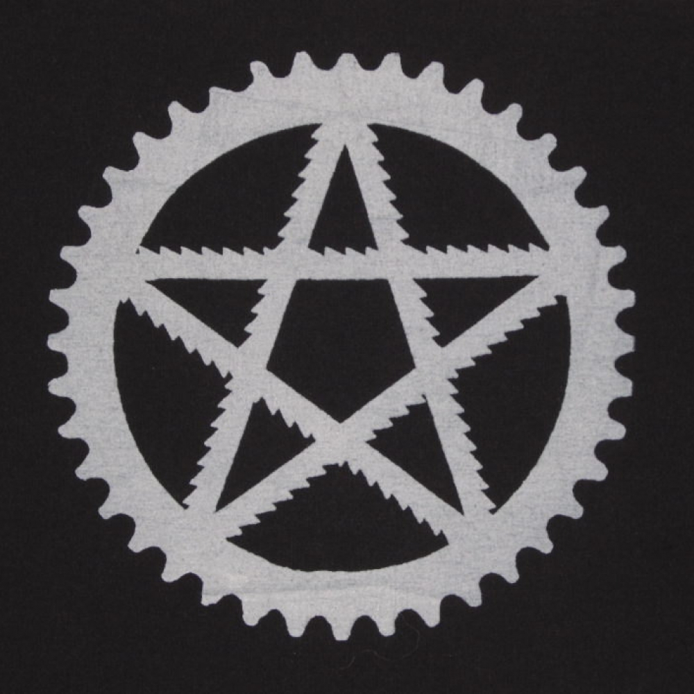 Back Patch - Pentagram, of Bike Parts, w Saw Blades and Bike Sprocket ...
