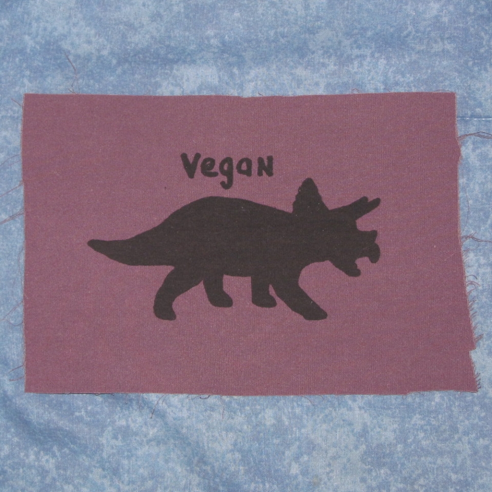 Vegan Dinosaur Patch - Triceratops, Choose Color - Black on Purple ...
